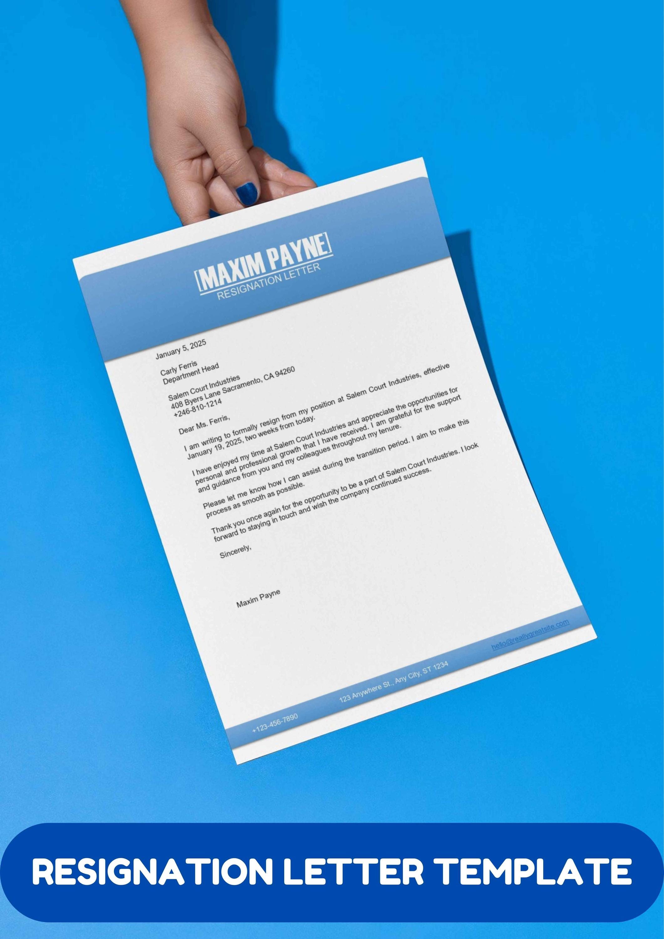 Resignation Letter Template, Customizable Letter for Leaving Jobs ...