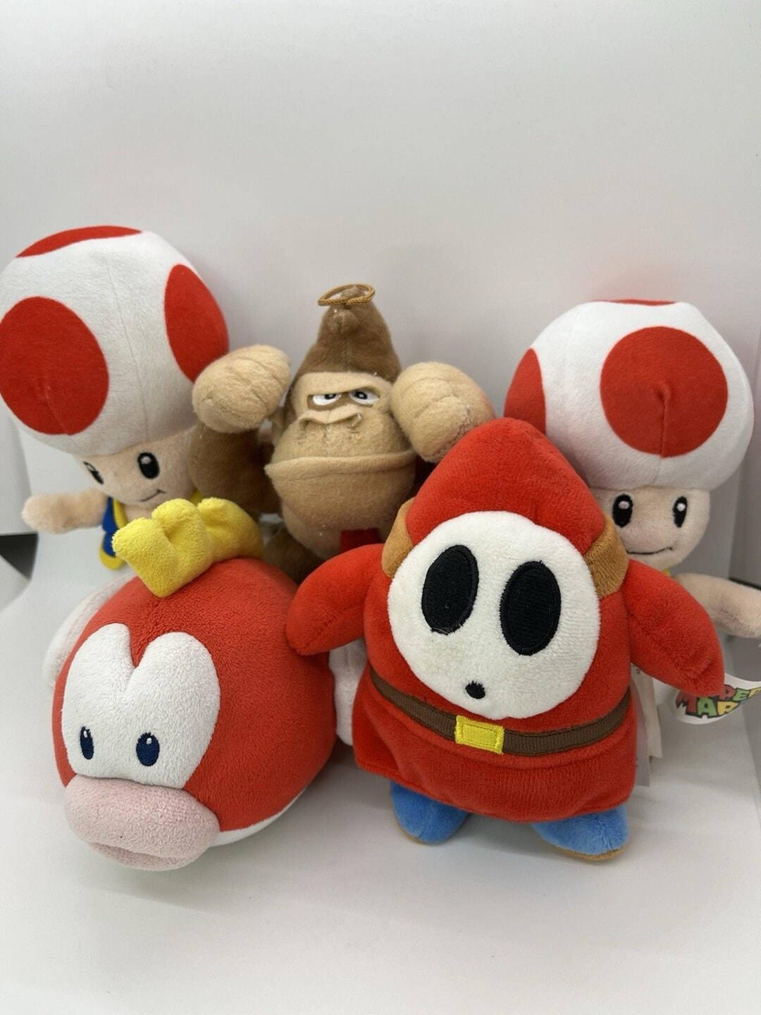 Lot of 5 Super Mario Plush Shy Guy Cheep Cheep Toad Donkey Kong ...