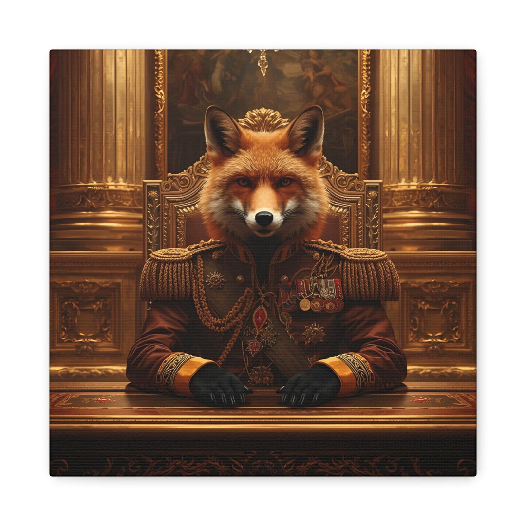 Majestic Red Fox in Royal Military Regalia - Cinematic Baroque Portrait ...