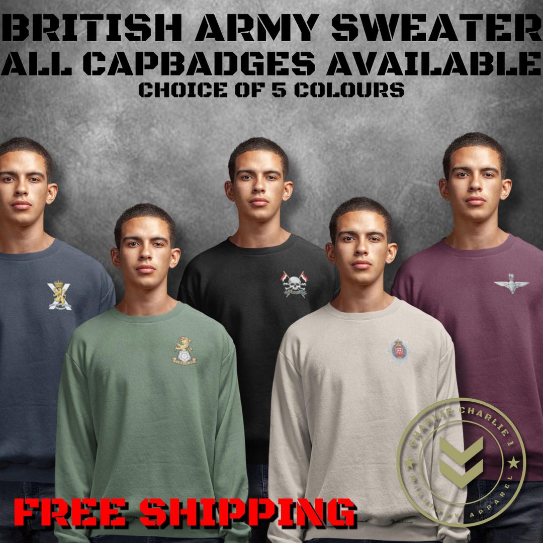 British Army Sweater All Cap Badges Available Free Personalisation - Etsy