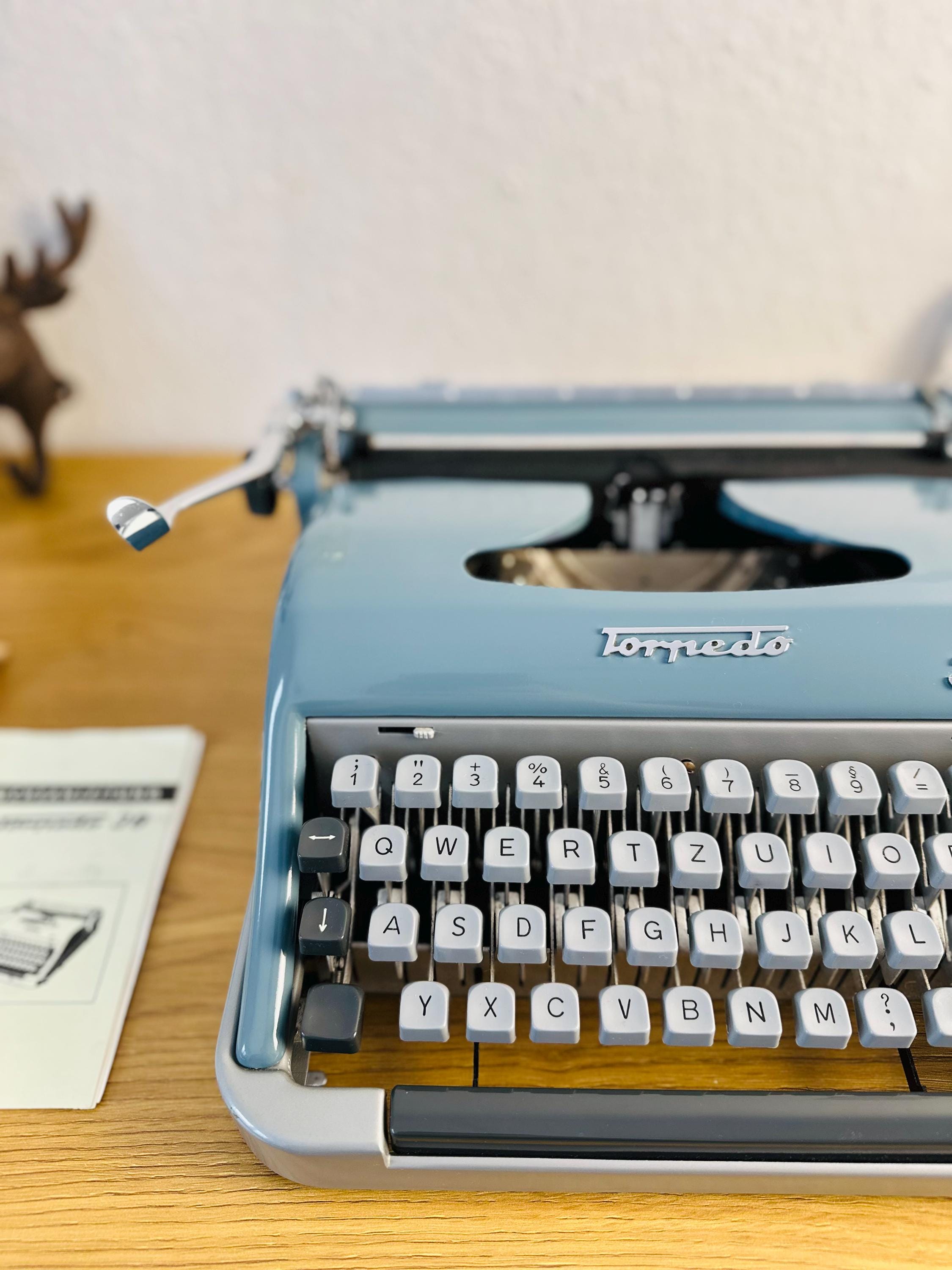 Antique Torpedo 30 Typewriter – 1961, Blue, Vintage German Machine - Etsy