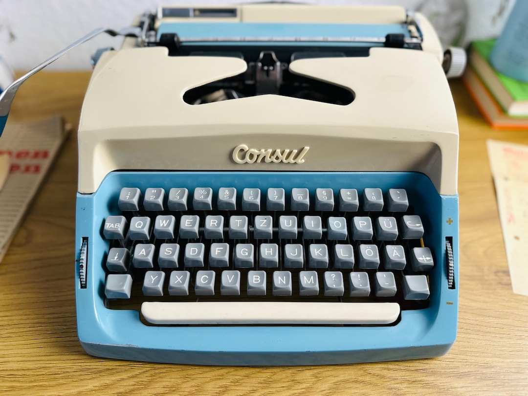Consul Typewriter – 1960s, Blue, Vintage Portable Machine, Made in ...