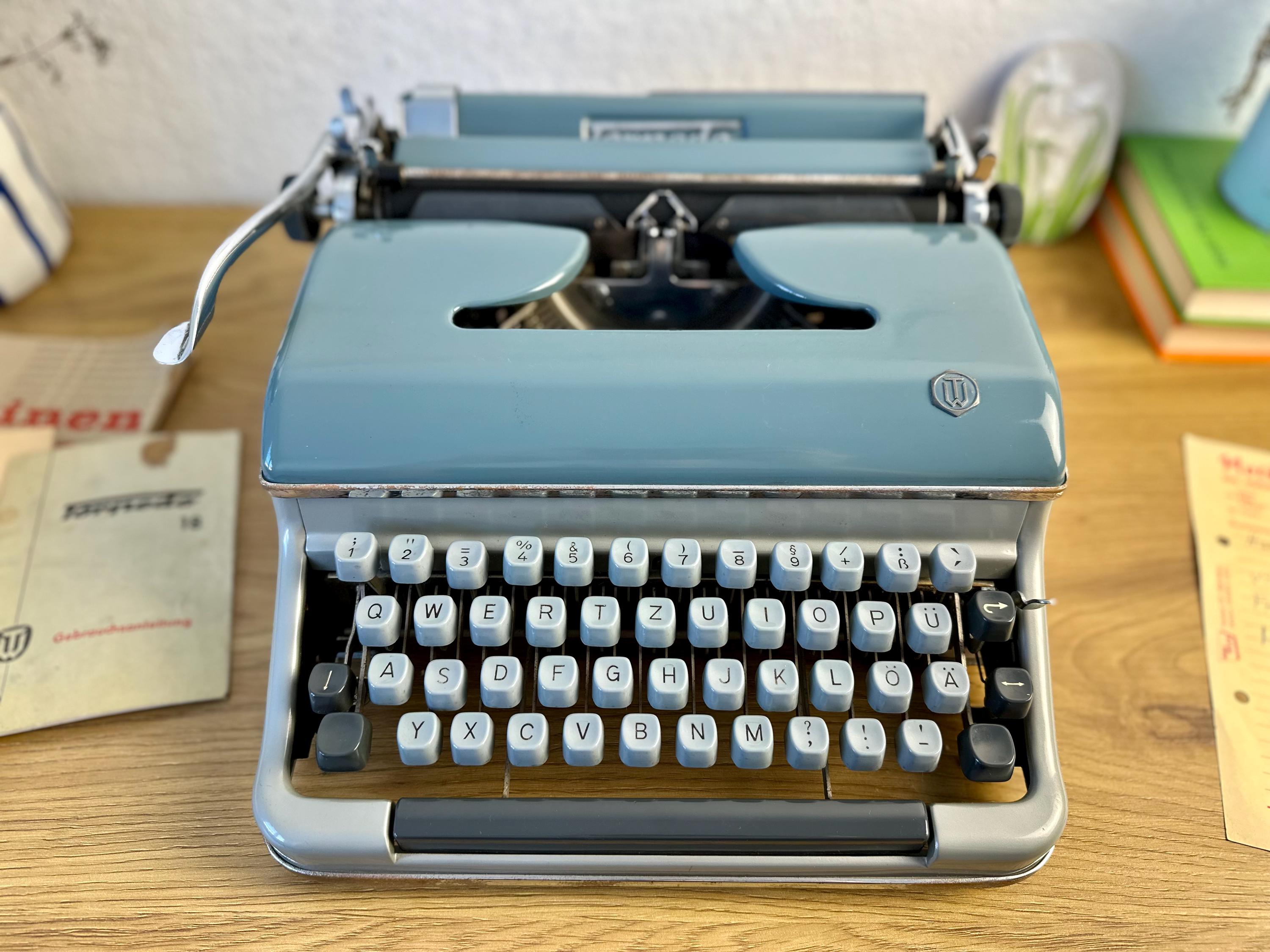 Blue Torpedo Typewriter: 1950s German Retro Decor - Etsy