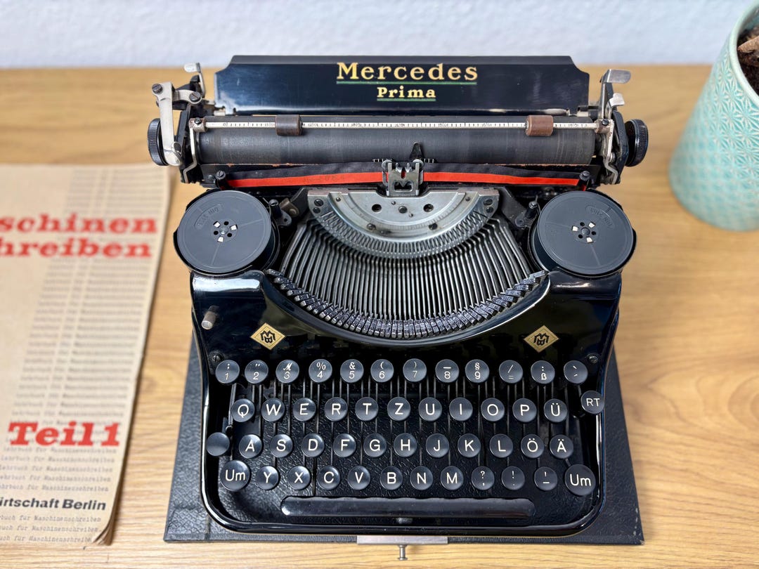 1935 Mercedes Prima Typewriter: Black German Manual With Original Case ...