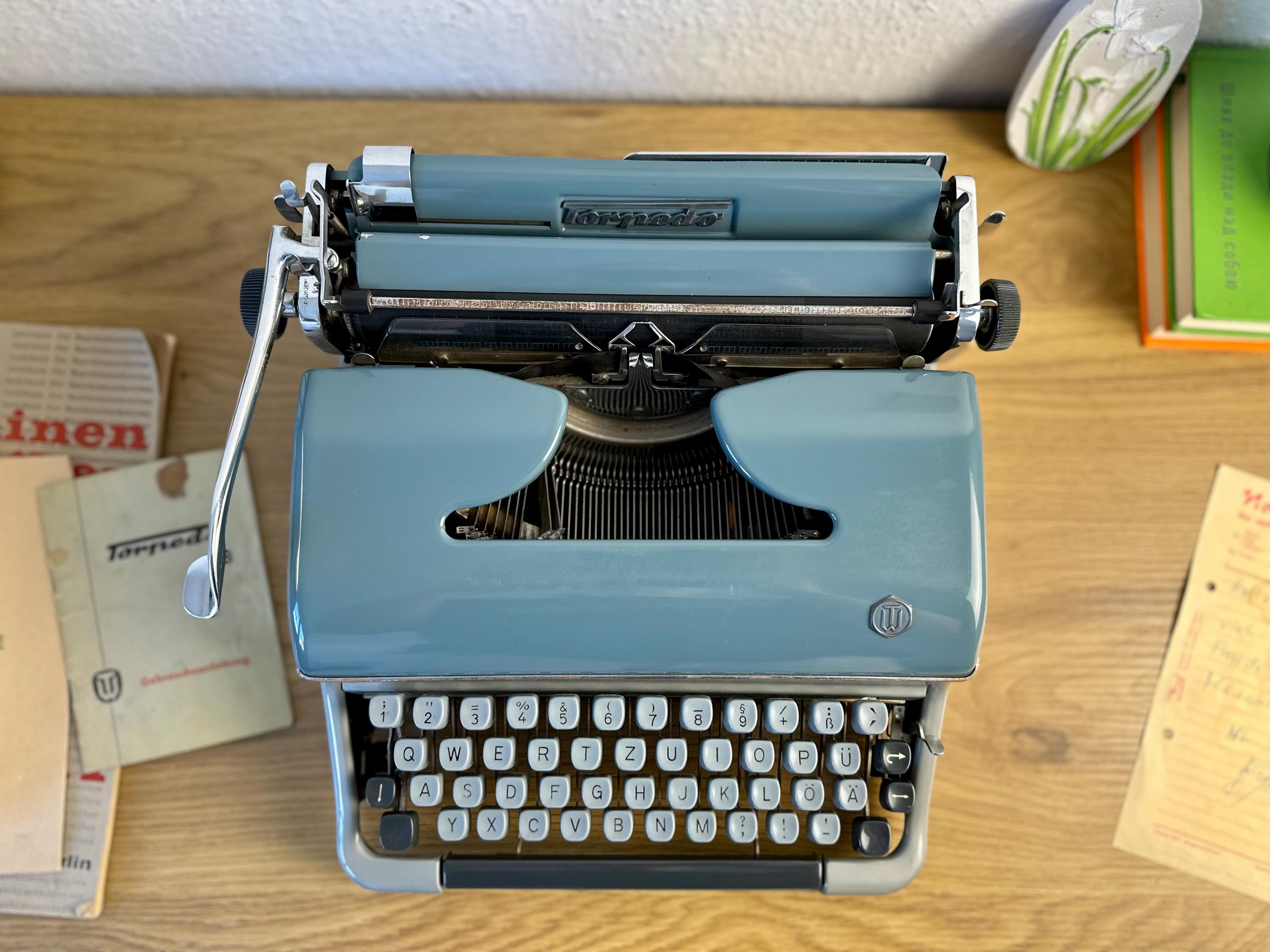 Blue Torpedo Typewriter: 1950s German Retro Decor - Etsy