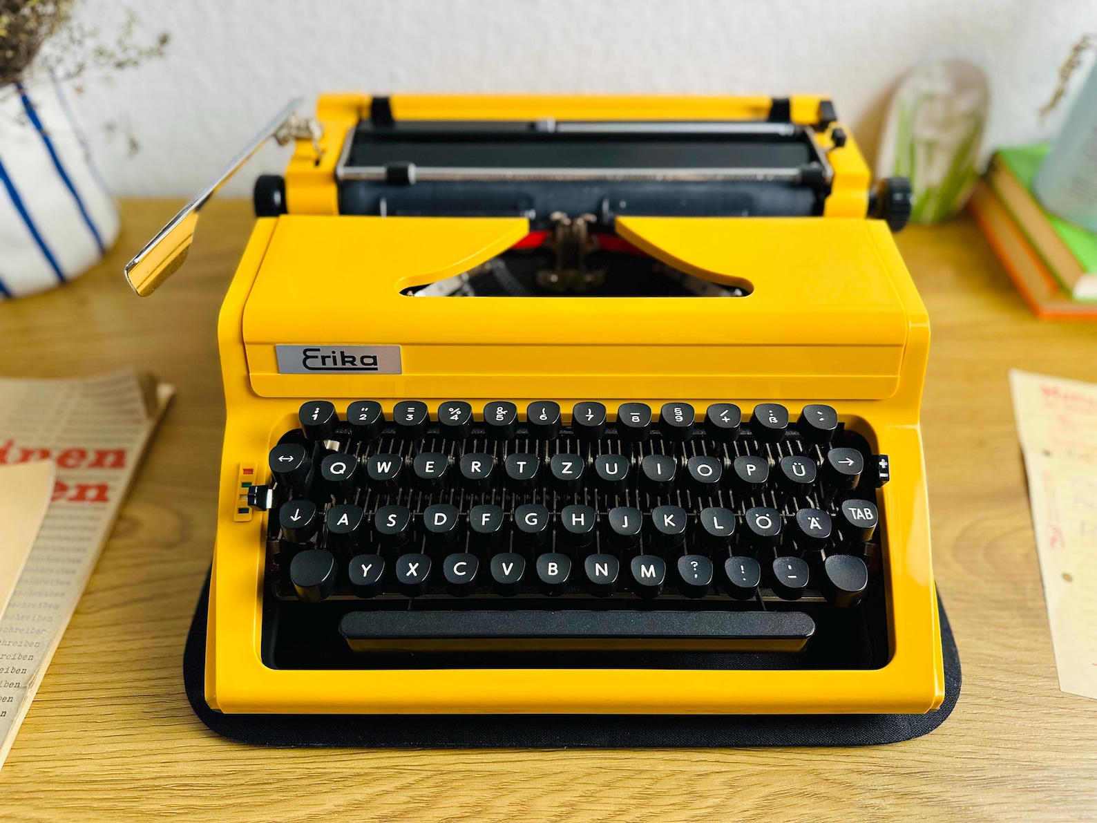 Erika Typewriter – 1960s, Yellow, Vintage German Machine – Vintage ...