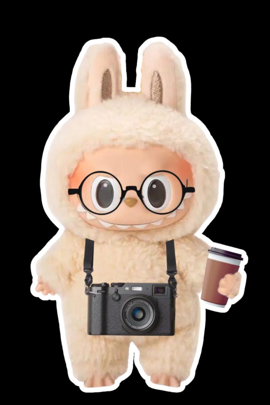 Labubu Lafufu Coffee Sticker – Cream Bunny Vinyl Sticker With To-go Cup ...