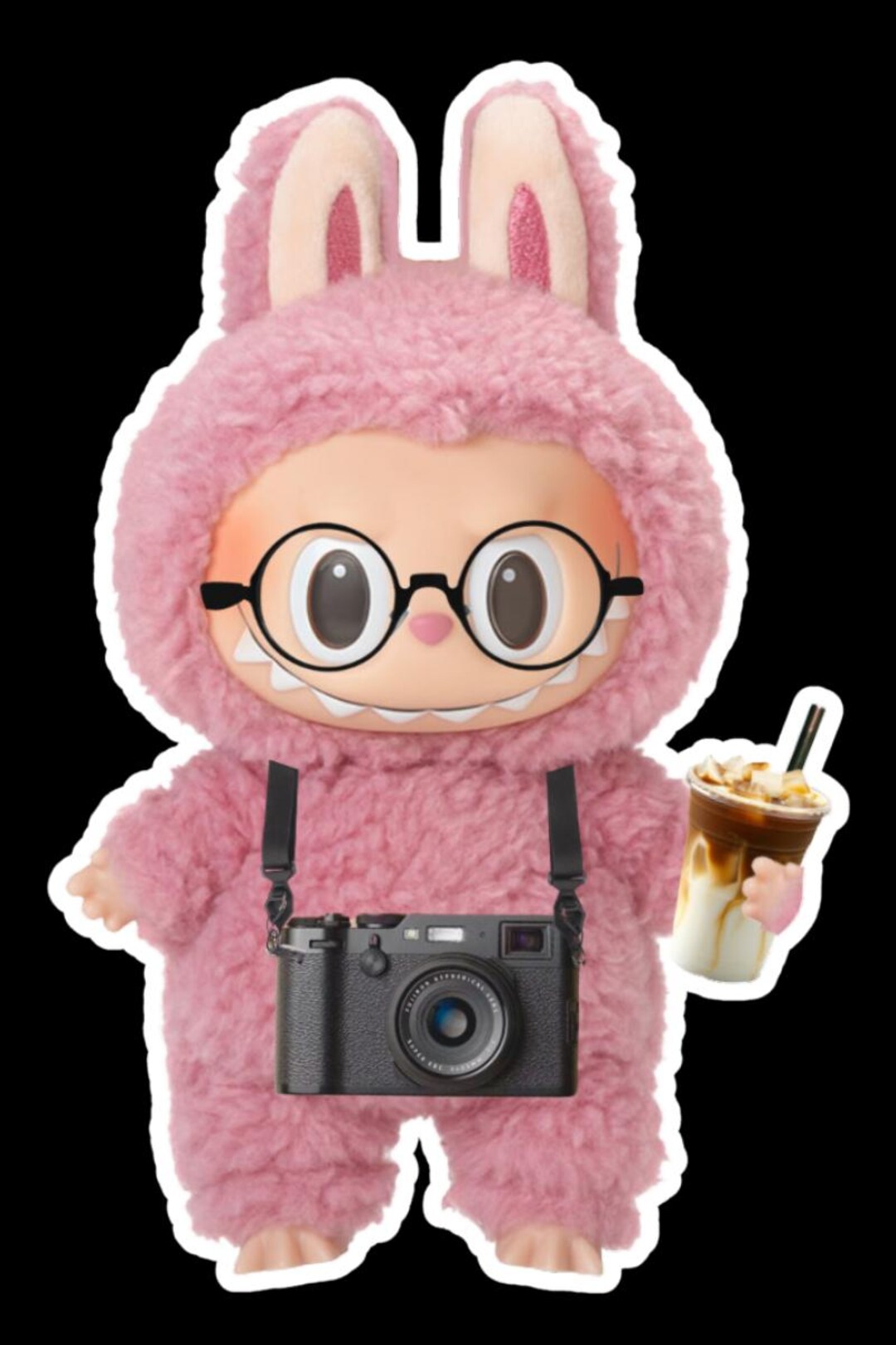 Labubu Lafufu Iced Coffee Sticker – Cute Pink Bunny With Cold Brew ...