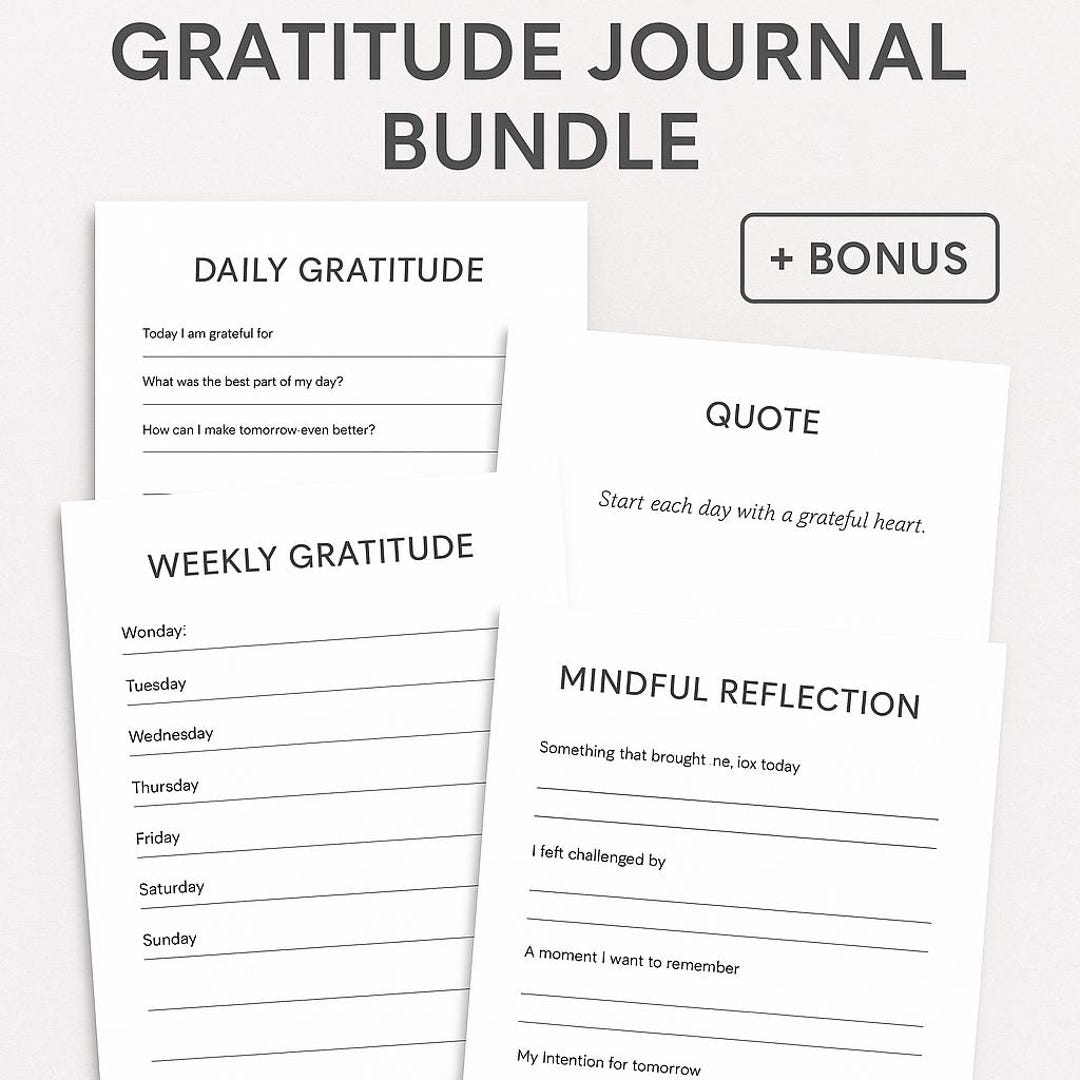 Printable Gratitude Journal Bundle | Daily, Weekly Prompts + BONUS ...