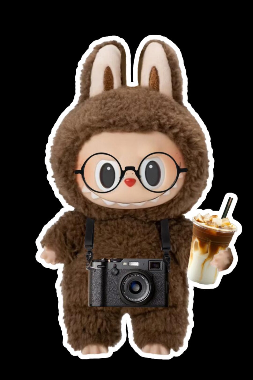 Labubu Sticker With Iced Coffee – Cute Cold Brew Aesthetic Vinyl for ...