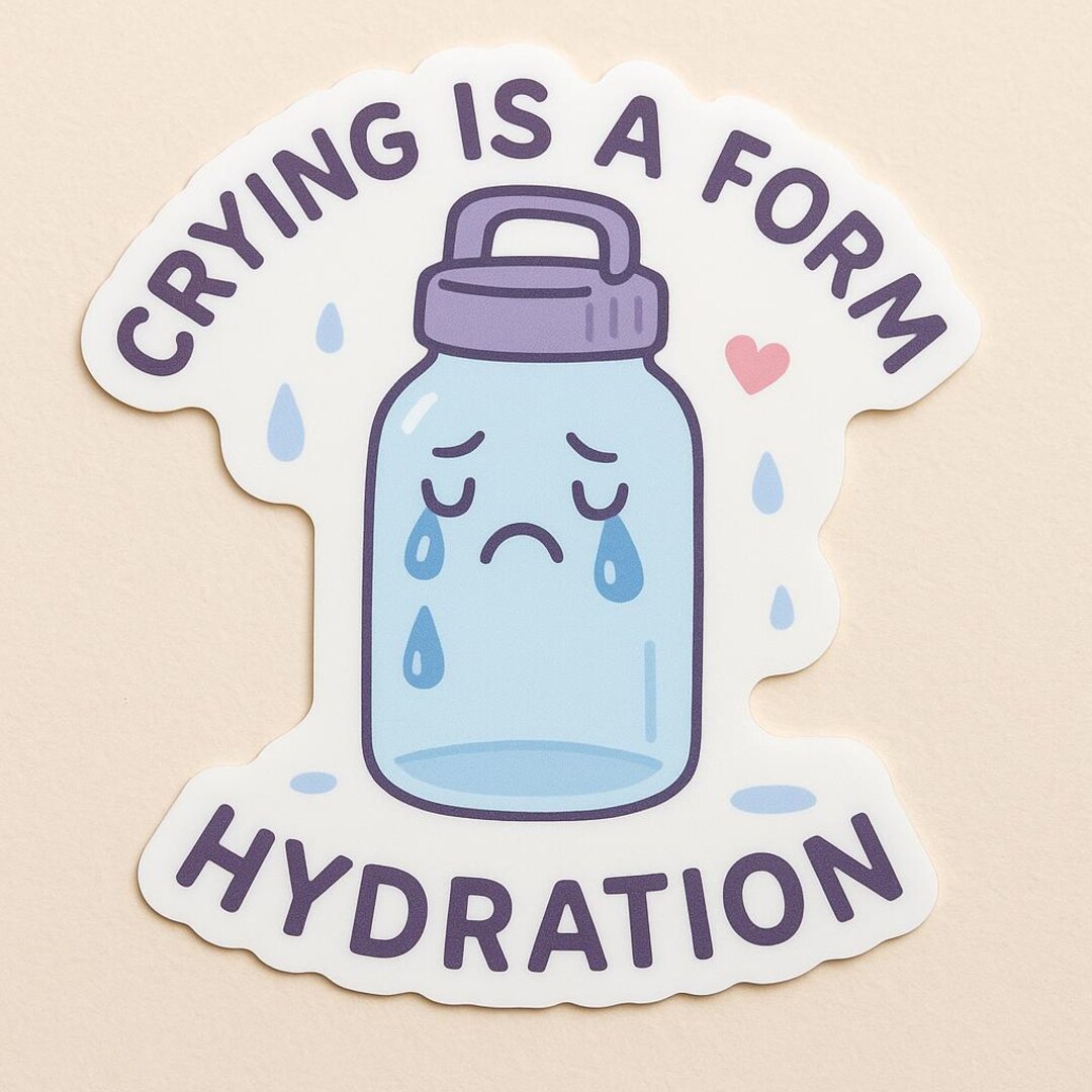 Crying is a Form of Hydration – Funny Mental Health Sticker for Water ...