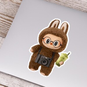Labubu Matcha Sticker – Kawaii Bunny Bear Holding Iced Green Tea | Cute ...