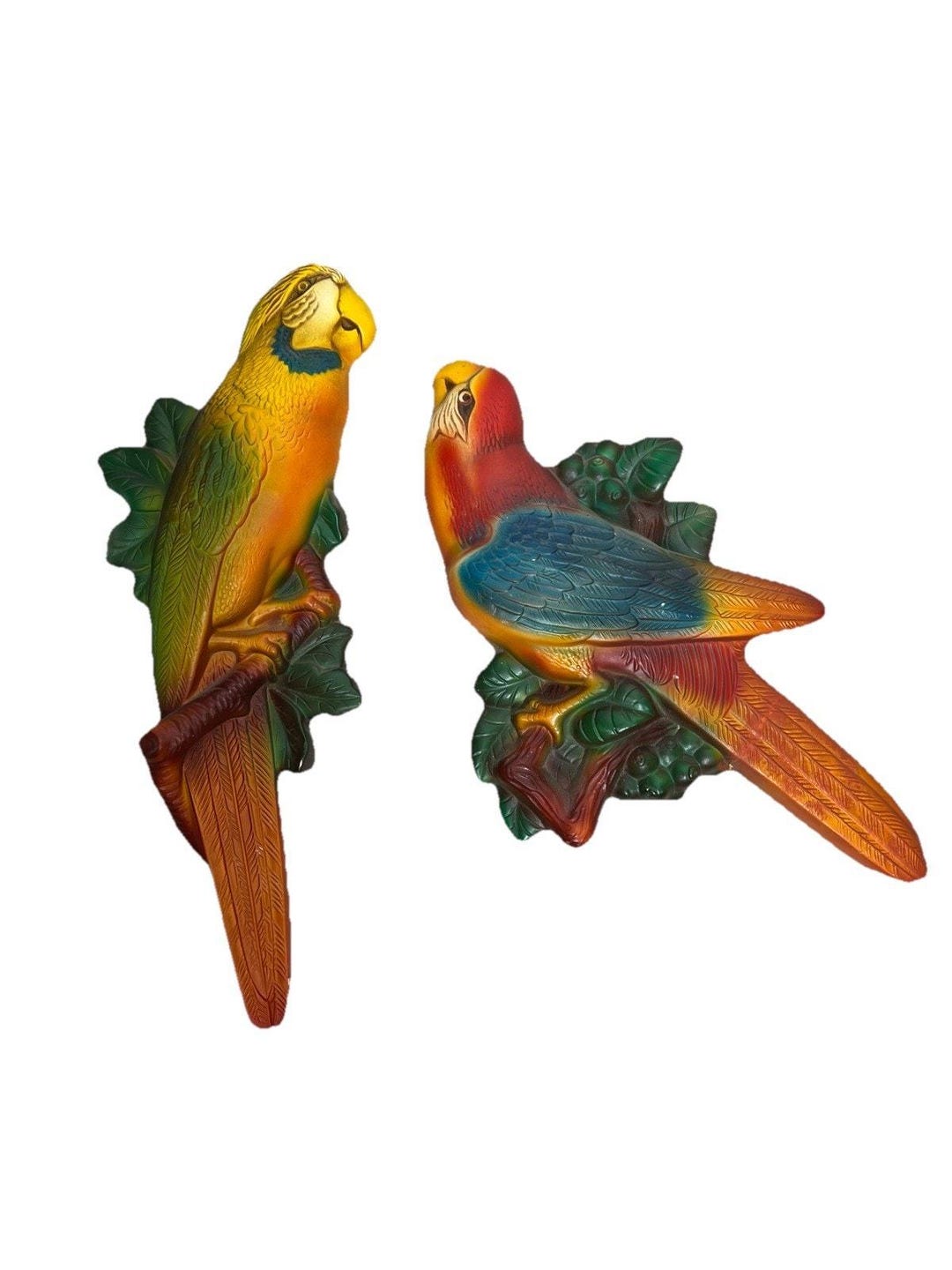 Vintage 1967 Miller Studio Chalkware Parrot Pair Macaw Wall Plaque - Etsy