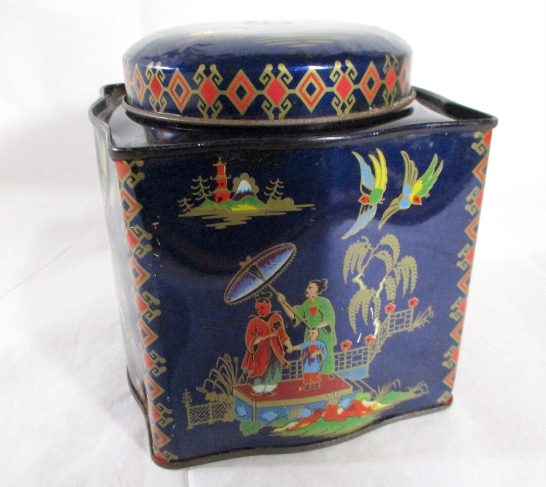 Tea Tin, English Tea Tin, Decorative Tea Tin, Blue Oriental Tea Tin - Etsy