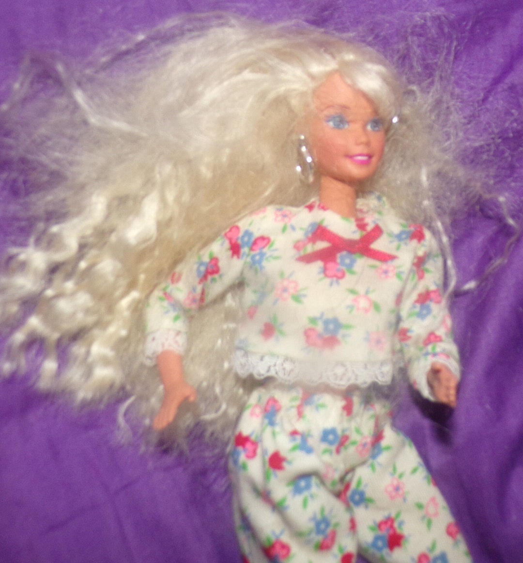Mattel Barbie Articulated Flat Feet Doll in Floral Outfit and Earrings ...