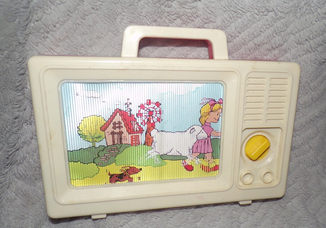 Vintage 1985 My Kids Wind up TV Music Box Moving Picture Mary - Etsy