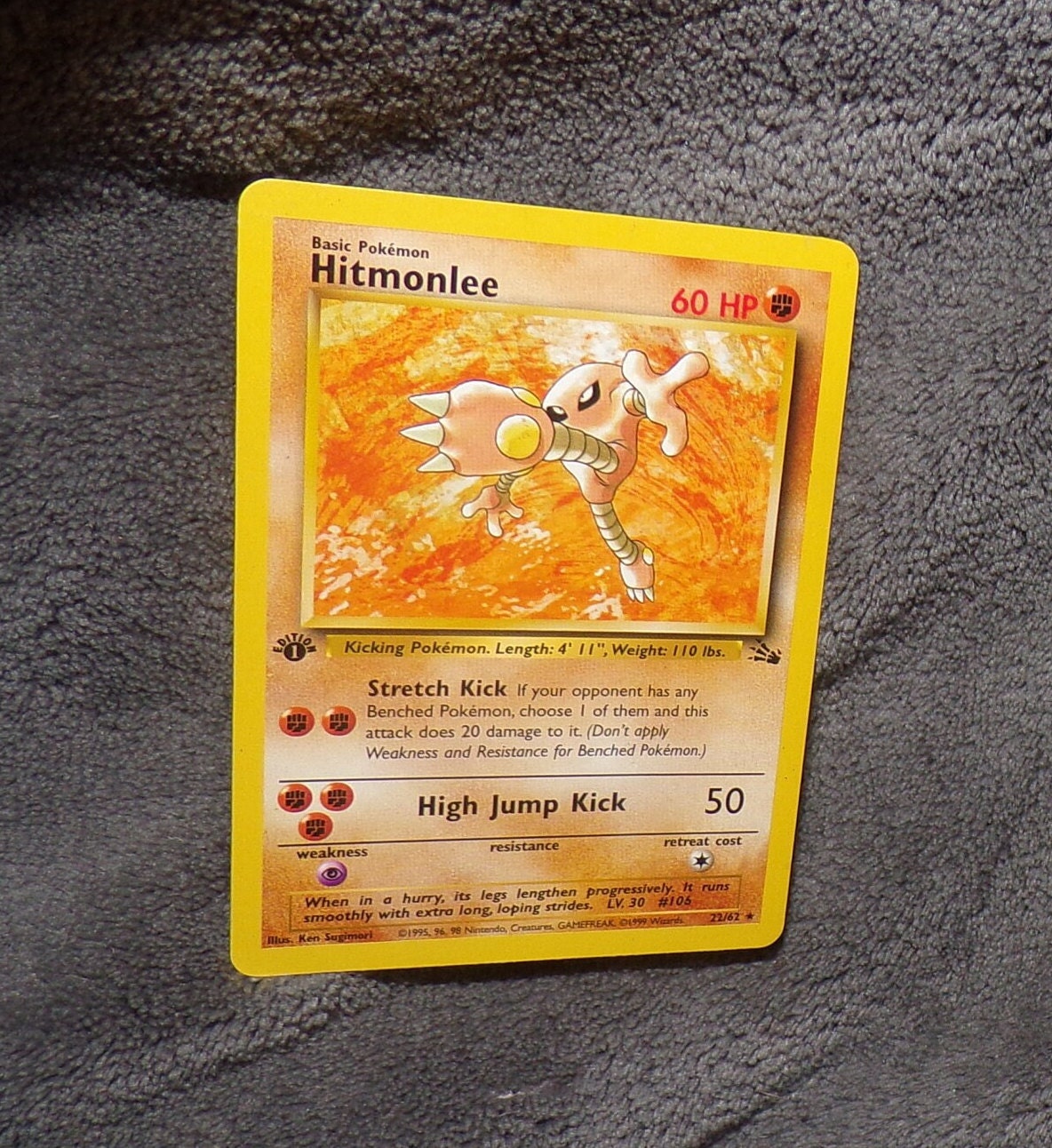 Vintage Pokemon Hitmonlee First Edition Trading Card 22/62 - Etsy