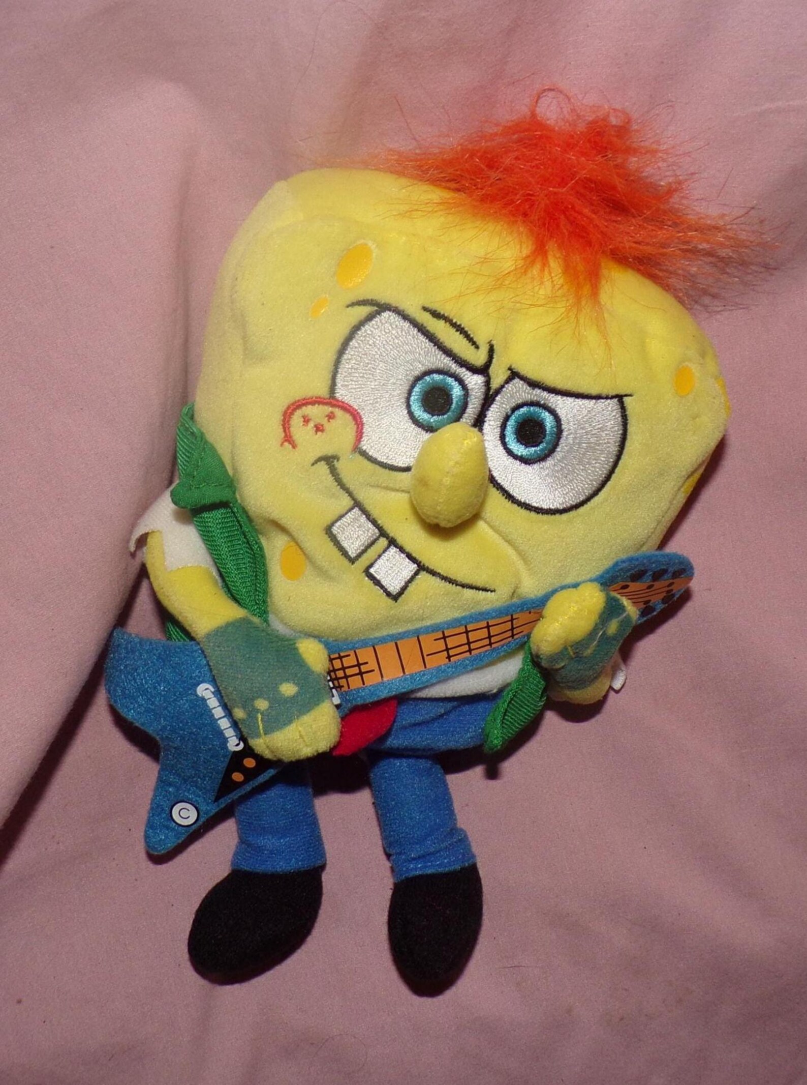 Spongebob Squarepants Plush, Rocker Bob With Guitar Punk Rock , Rare ...