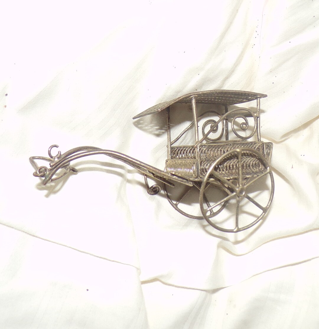 Vintage Metal Rickshaw Ornament Figure - Etsy