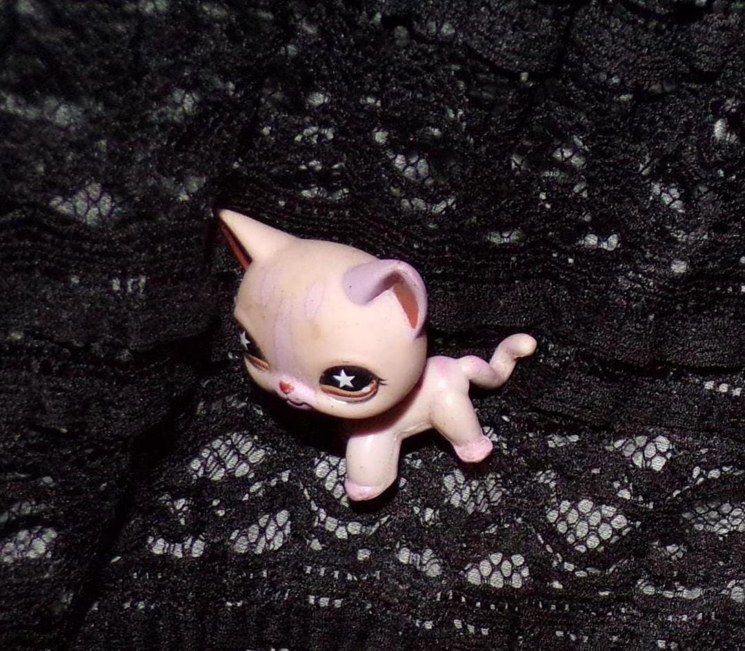 Vintage Authentic Littlest Pet Shop LPS Pink Cat With Star Eyes Rare ...