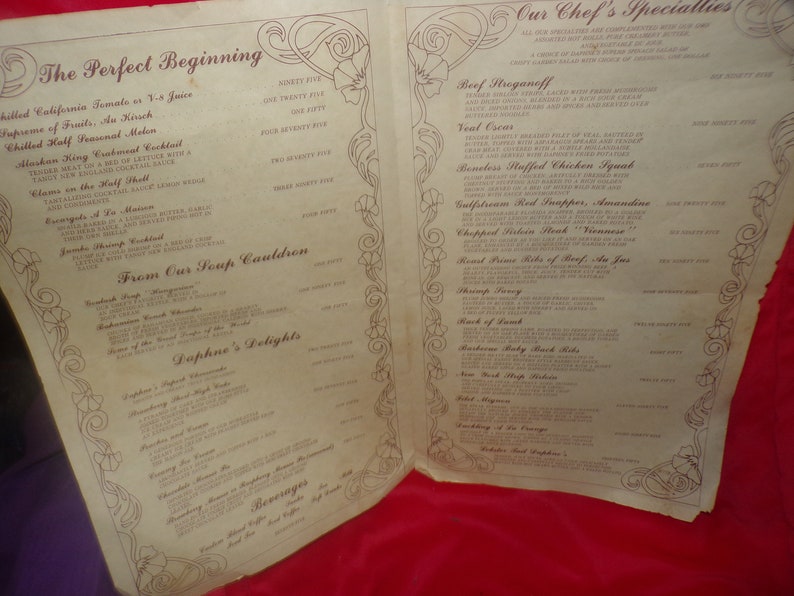 Vintage Daphne Restaurant Paper Menu - Etsy