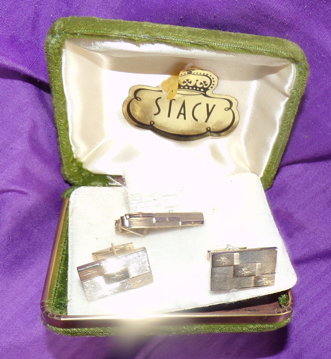 Vintage Gold Tone Stacy Cuff Links and Tie Clasp in Original Box - Etsy