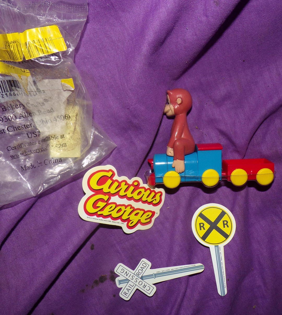 Vintage Curious George Monkey on Train With Signs New Cake Topper ...