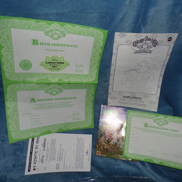 Cabbage Patch Birth Certificate - Etsy