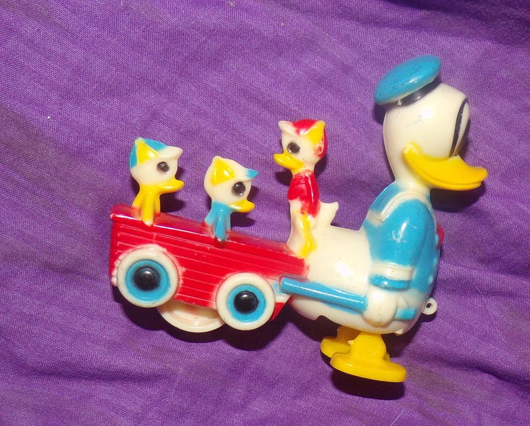 Vintage Ramp Walker Donald Duck With Nephews Huey, Duey, Louie, in a ...