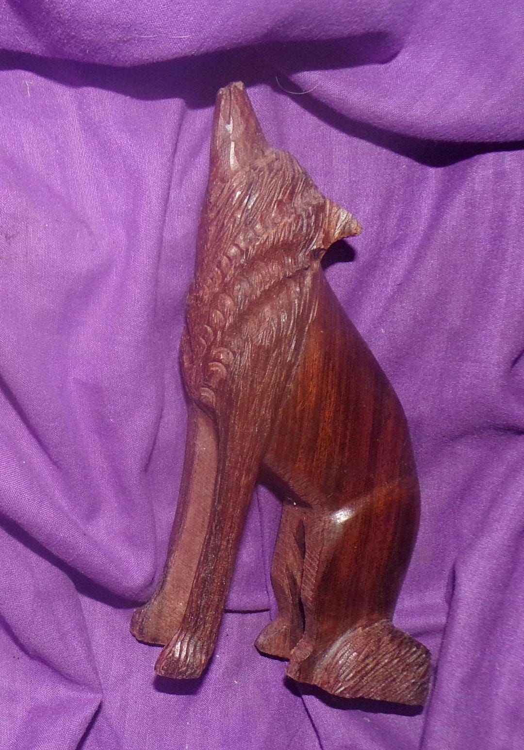 Vintage Wooden Carved Howling Wolf Figure Figurine Hand Carved - Etsy
