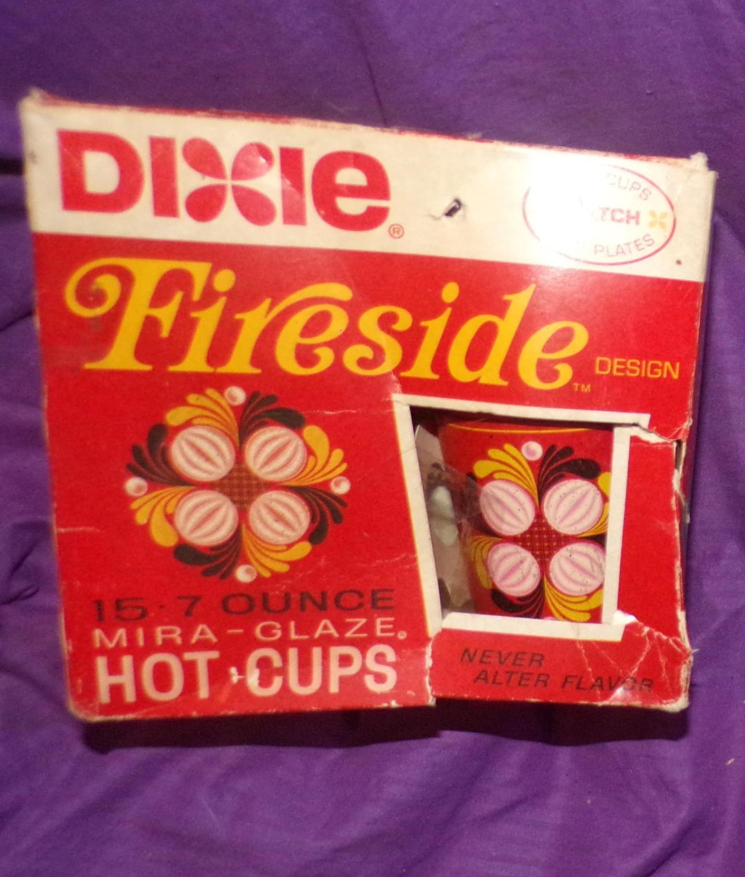 Vintage Dixie Cups Fireside Hot Cups Disposable Coffee Mug W/ Handle ...