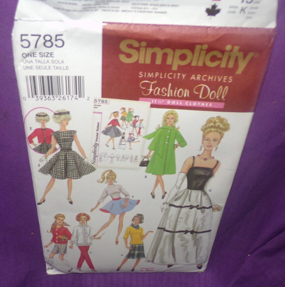 Simplicity Vintage Pattern 5785 Barbie Fashion Doll Clothing Uncut - Etsy