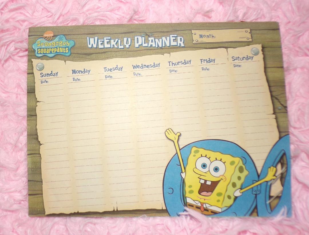 Spongebob Squarepants Weekly Planner Lot 2 - Etsy