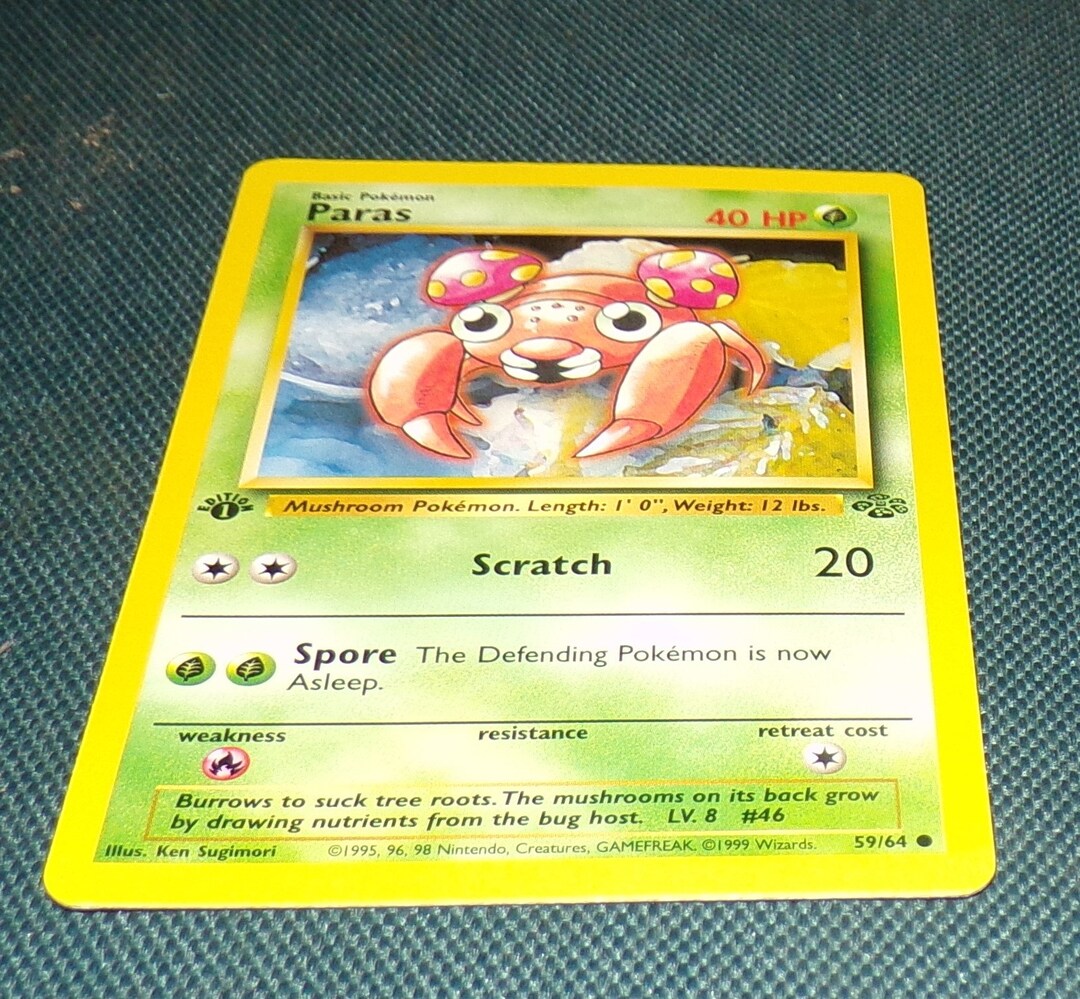 Vintage Pokemon Paras 59/64 Trading Card First Edition - Etsy