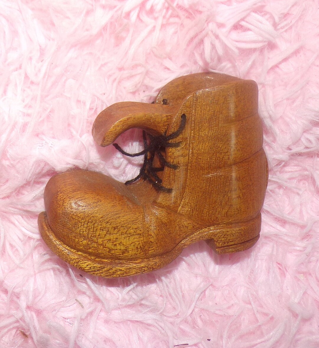 Vintage Carved Wooden Boot With Lace Signed 1988 - Etsy