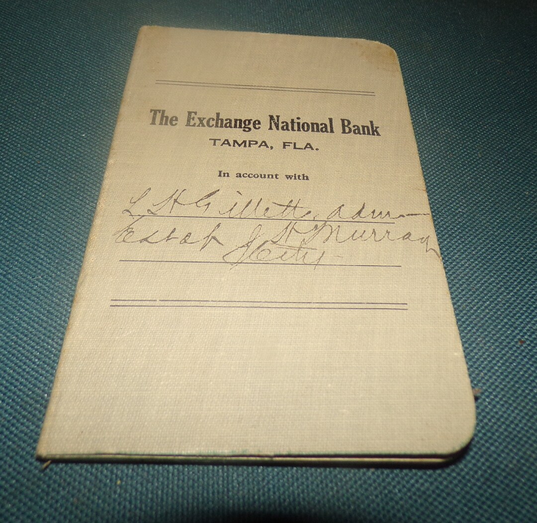 Vintage Antique Bank Pass Book the Exchange National Bank Tampa Florida ...