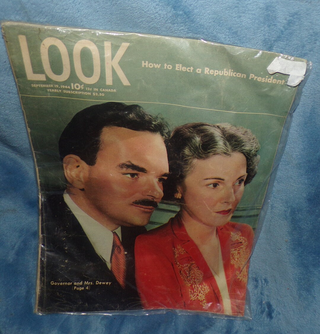 Vintage Look Magazine September 19 1944 Governor and Mrs Dewey on Cover ...