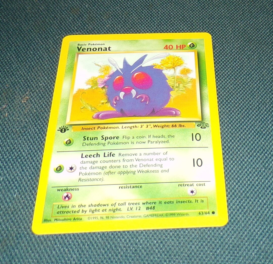Vintage Pokemon Venonat 63/64 Trading Card First Edition - Etsy