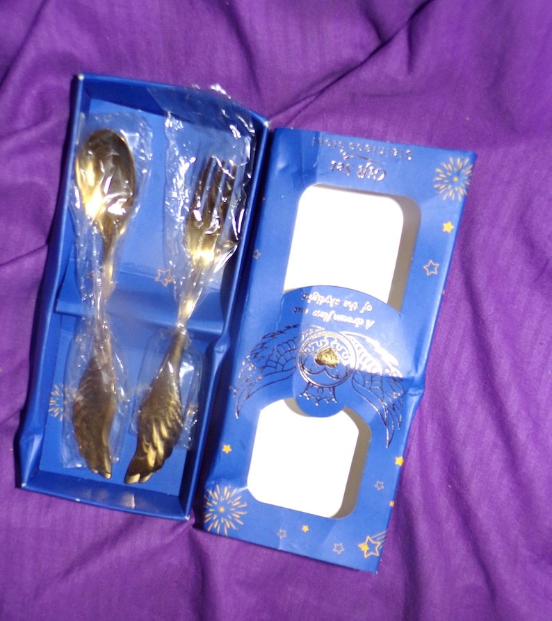 Vintage Stainless Steel Winged Spoon & Fork Gift Set in Box - Etsy