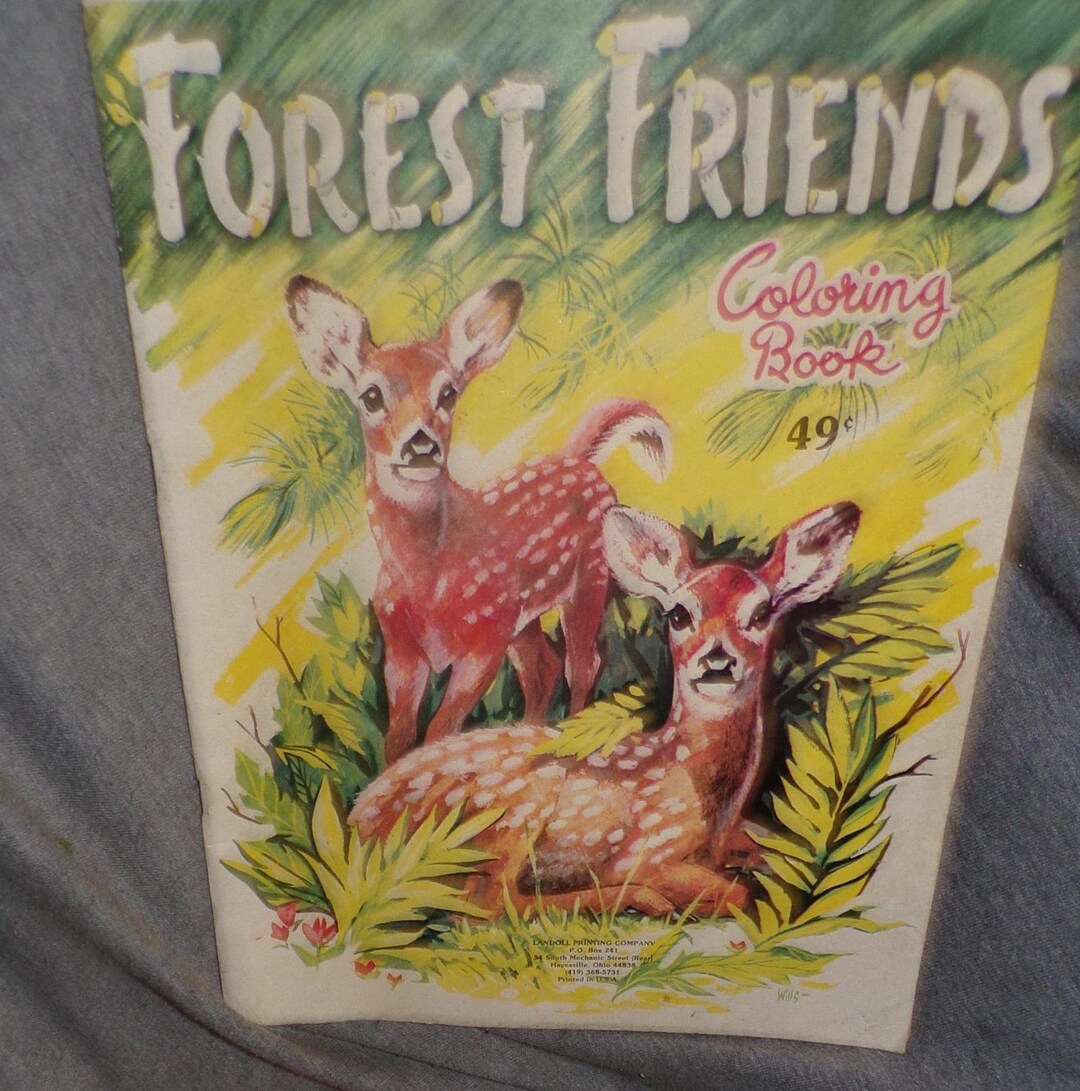 Vintage Coloring Book Forest Friends Uncolored - Etsy