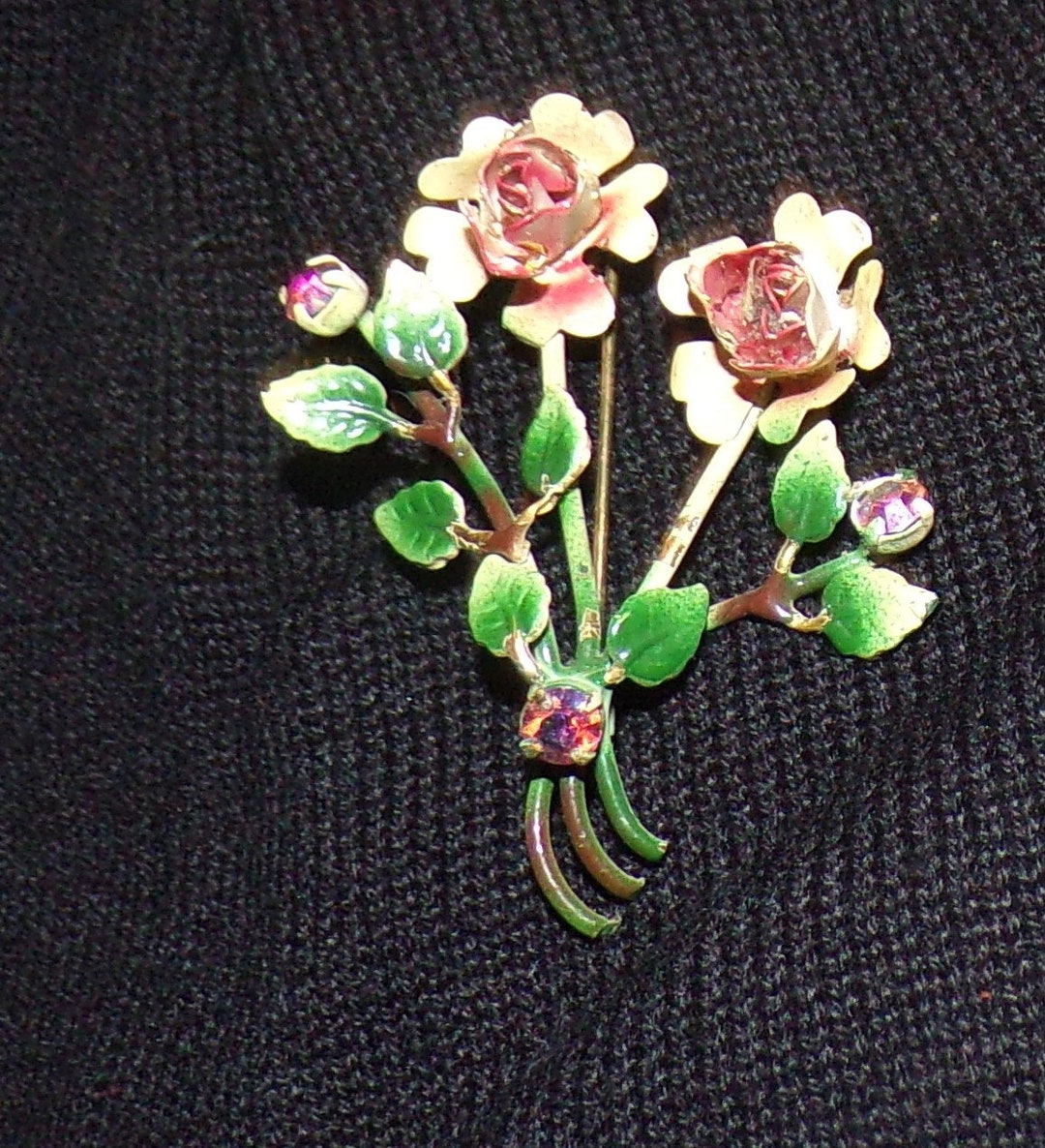 Vintage NLH God Tone Brooch With Red Stones Pin Brooch - Etsy