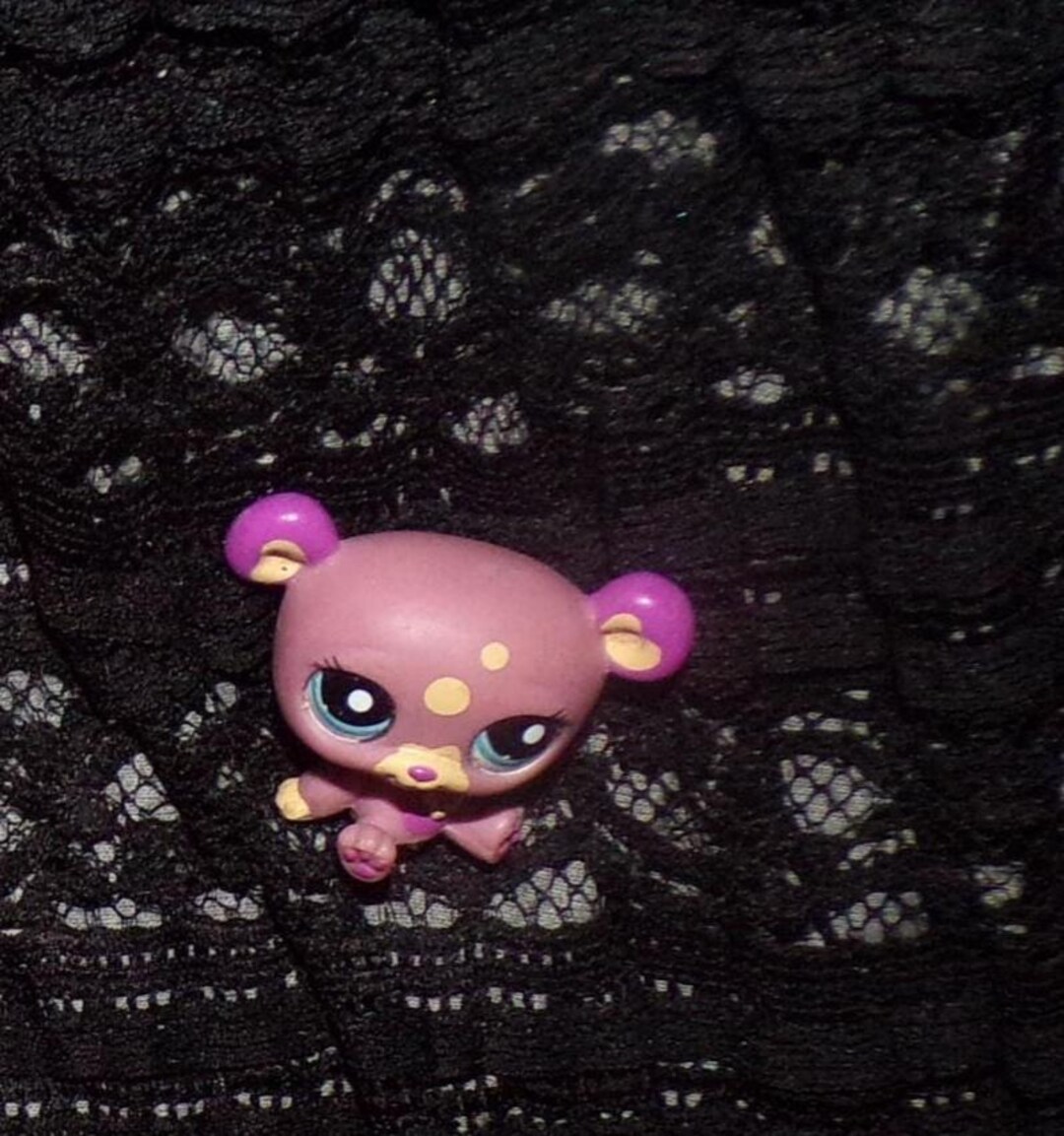 Vintage Authentic Littlest Pet Shop LPS Teddy Bear Panda Purple Yellow ...