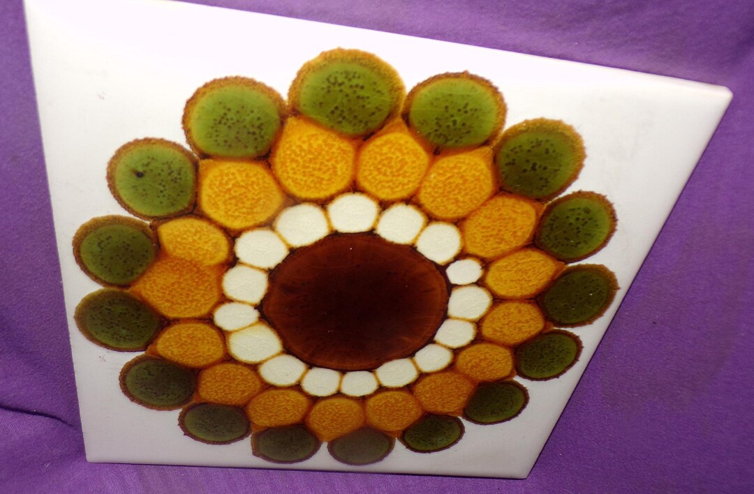 Vintage Mynde Ceramics Art Tile Floral Design Hand Glazed 6x6" Tile - Etsy