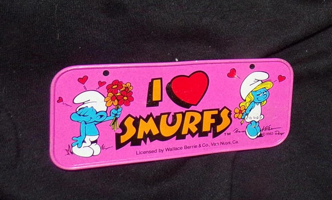Vintage "i Love Smurfs" License Plate Metal - Etsy