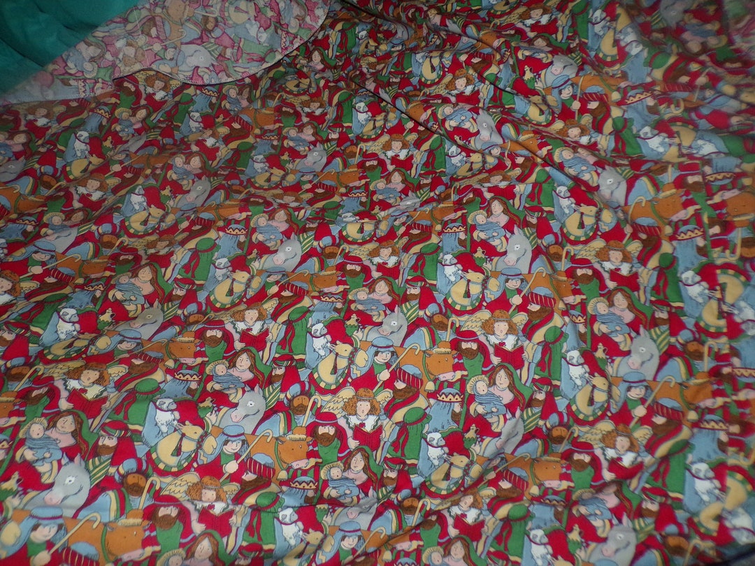 Vintage Cotton Christmas Nativity Scene Round Tablecloth - Etsy