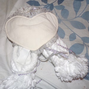 Vintage White Christmas Angel Yarn Doll With Silver Bouquet and Silver ...