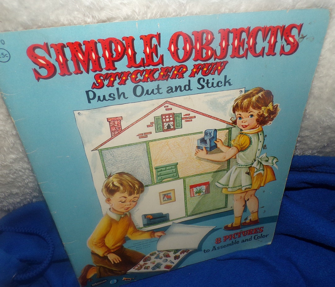 Vintage Simple Objects Push Out and Stick Sticker Fun Book by Whitman ...