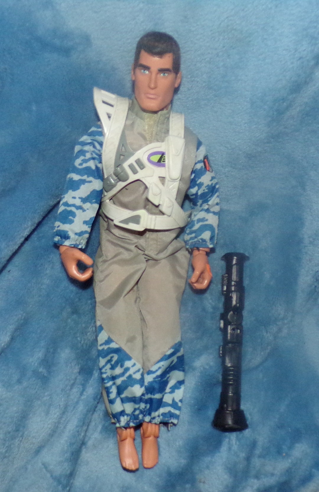 Vintage Action Man 1:6 Scale Figure Blue Camo Jumpsuit Hasbro 1996 Sky ...