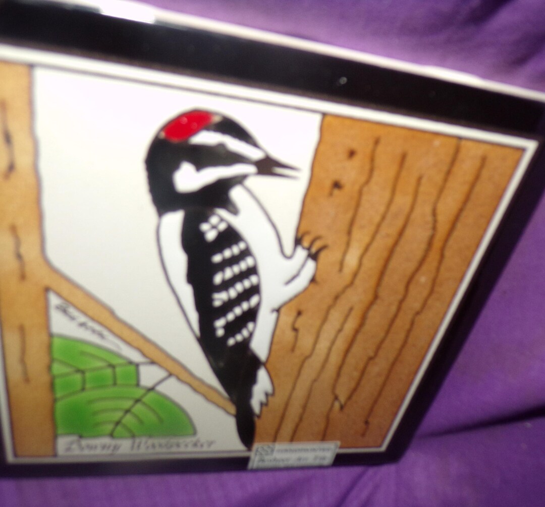 Vintage Besheer Art Tile Bedford New Hampshire Woodpecker Design Trivet ...