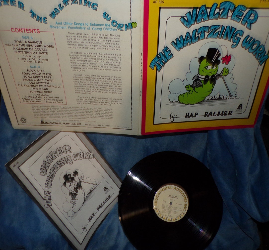 Vintage Walter the Waltzing Worm Hap Palmer Book and Record Vinyl LP ...